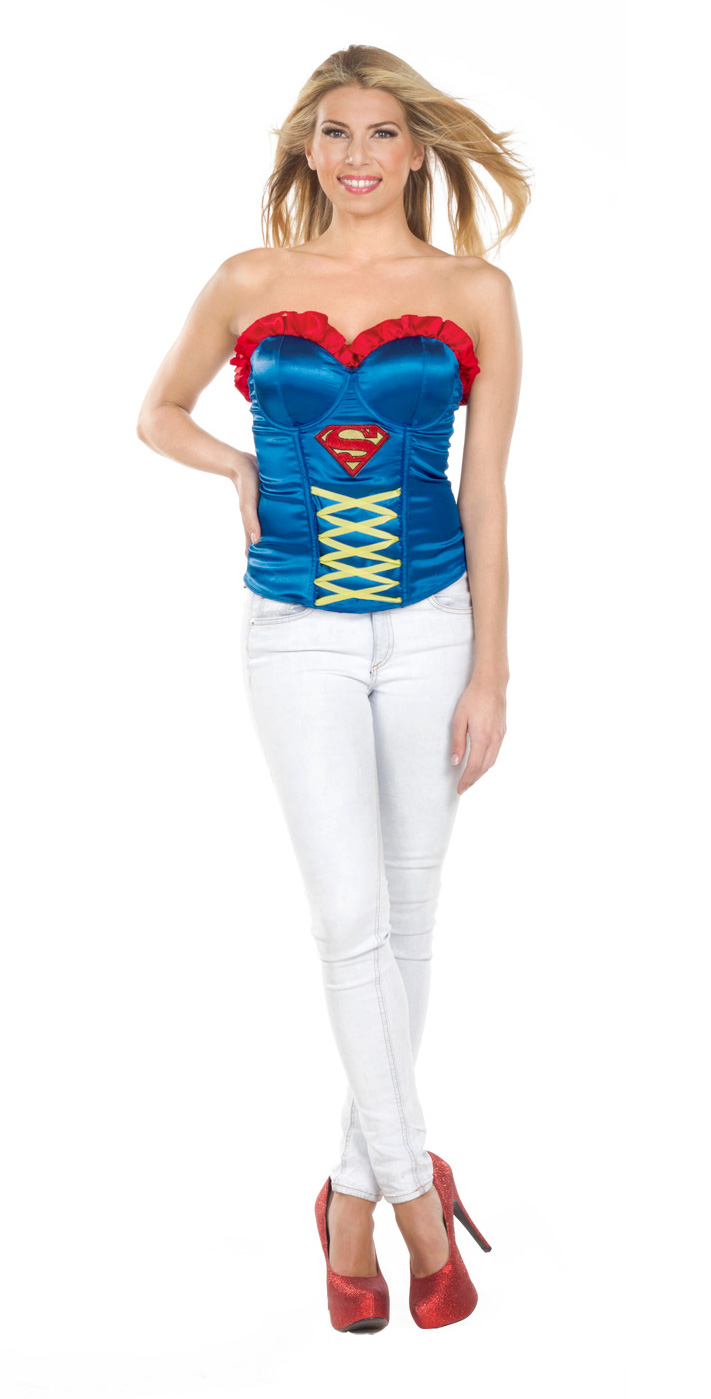 Cl11 Sexy Superhero Hero Corset Bustier Top Women Fancy Dress Halloween